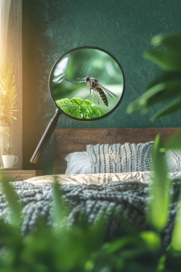 Mosquito Under a Magnifying Glass. Selective Focus Stock Image - Image ...