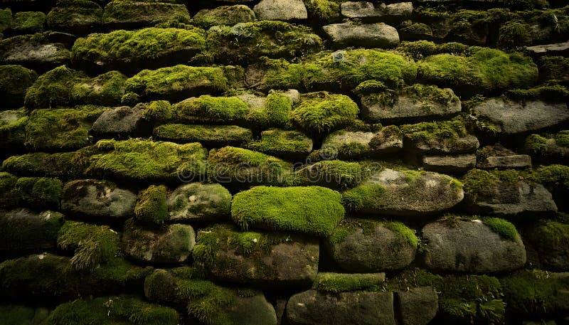 Moss-covered Ancient Castle Bricks, Rustic Fantasy Wall Texture Stock ...