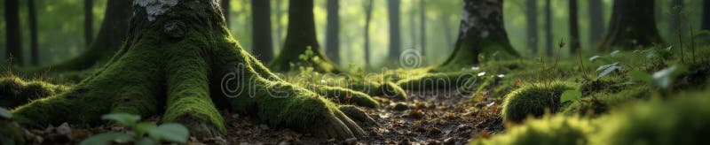 Moss Covered Birch Tree Roots in Forest Floor Woods Trees Moss Stock ...