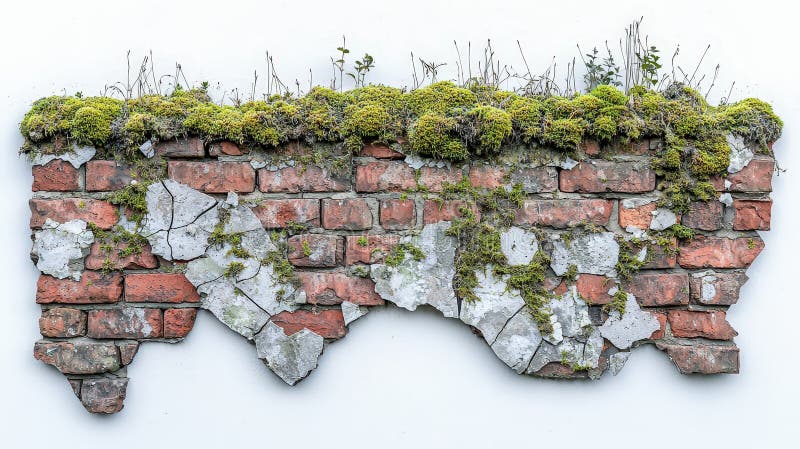 Moss Covered Brick Wall Showing Natural Growth and Texture in Urban Environment Stock ...