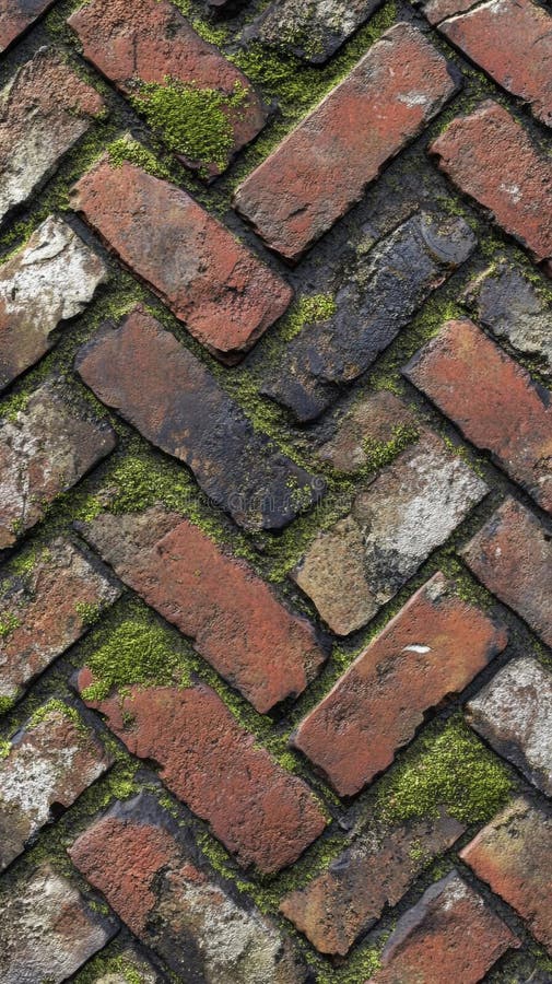 Moss Covered Brick Wall, a Textured Background Stock Photo - Image of ...