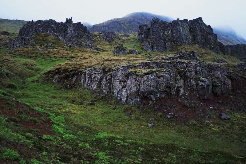 Moss covered cliffs stock photo. Image of iceland, northern - 49334784