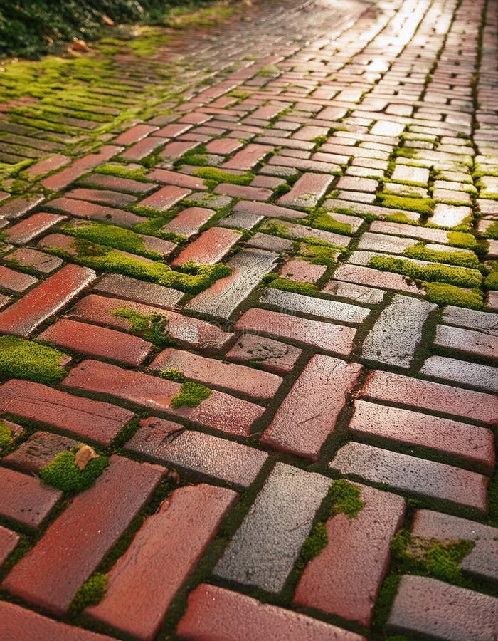 Moss-covered Cobblestones Curve Gently in a Captivating Urban Pattern ...