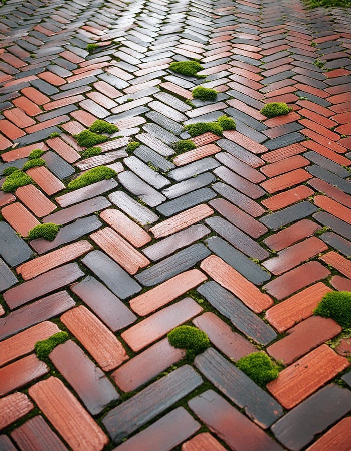 Moss-covered Cobblestones Curve Gently in a Captivating Urban Pattern ...