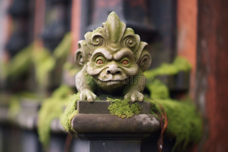Moss-covered Gargoyle on an Ancient Buildings Corner Stock Image ...