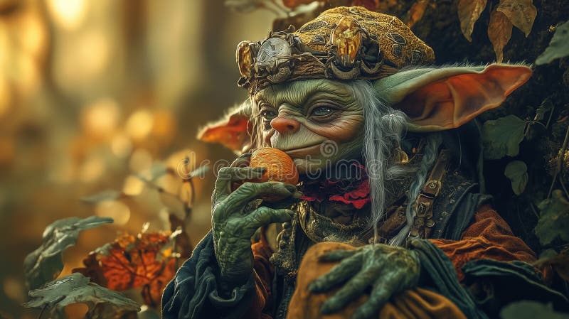 A Moss-covered Green Mystical Creature Sits Thoughtfully in an Emerald ...