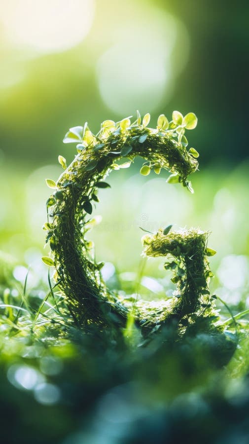 Moss-covered Letter G in Sunlight on Green Background, Nature and ...