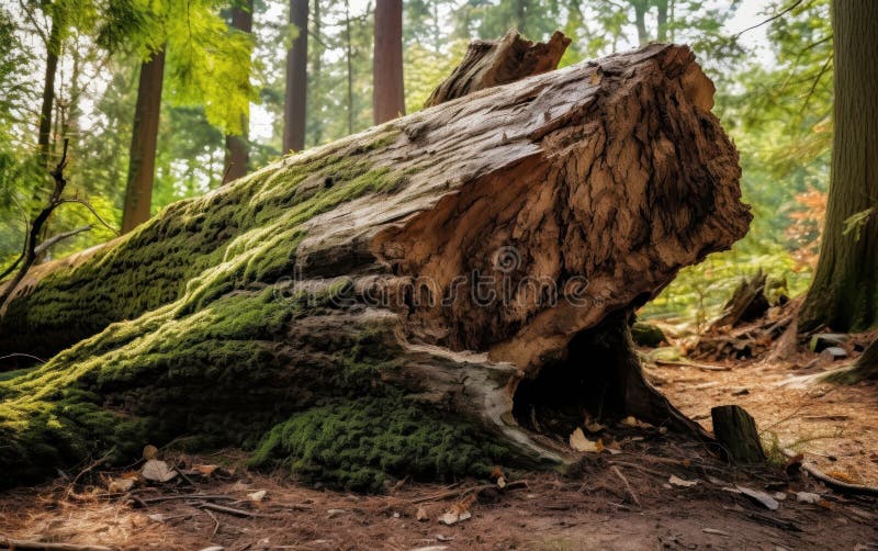 Moss Covered Log in a Forest. Created by Generative Artificial ...