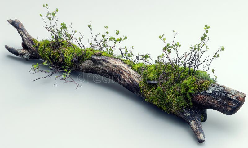 A Moss Covered Log with Green Leaves on it Stock Photo - Image of ...