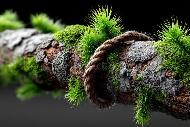 Moss-covered Log Wrapped with Rope Showcases Nature S Beauty and ...