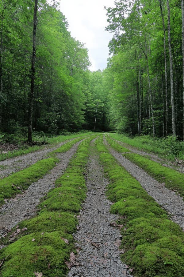 Moss Covered Path through Lush Green Forest Stock Illustration ...