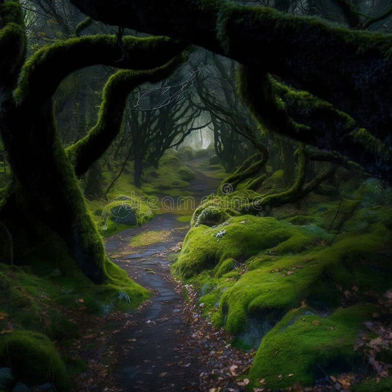 Moss Covered Path stock photo. Image of walkway, park - 19169366
