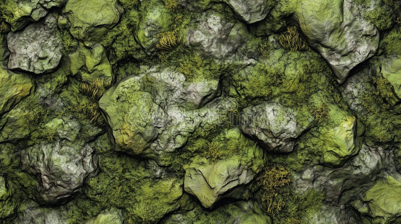 Moss-covered Rock Surface with Deep Greens, Creating an Organic, Forest ...