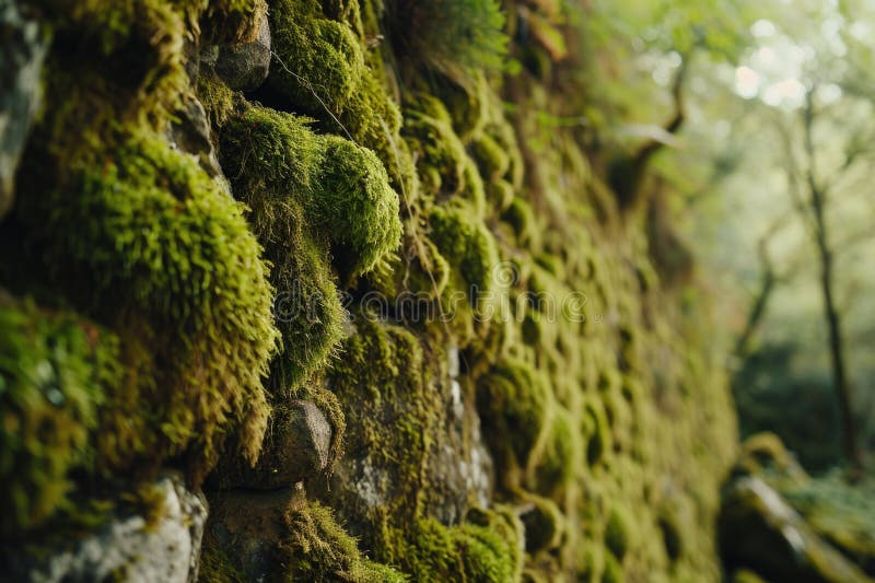 A Moss Covered Rock Wall in a Serene Forest. Perfect for Nature or ...