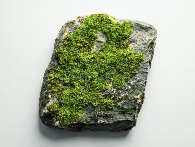 Moss Covered Rock on a White Background Stock Illustration ...