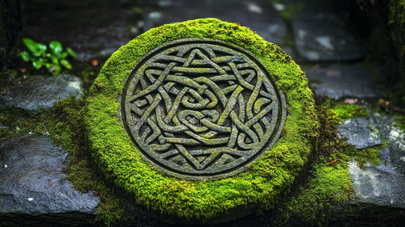 Moss Covered Stone with Celtic Knot Design Stock Illustration ...