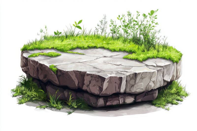 Moss Covered Stone Platform in Forest Light Stock Photo - Image of soft ...