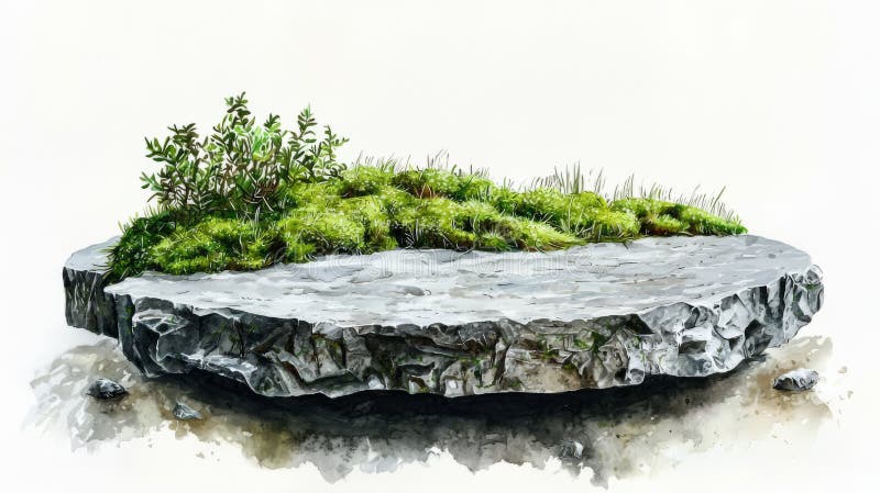 Moss Covered Stone Platform in Forest Light Stock Image - Image of ...