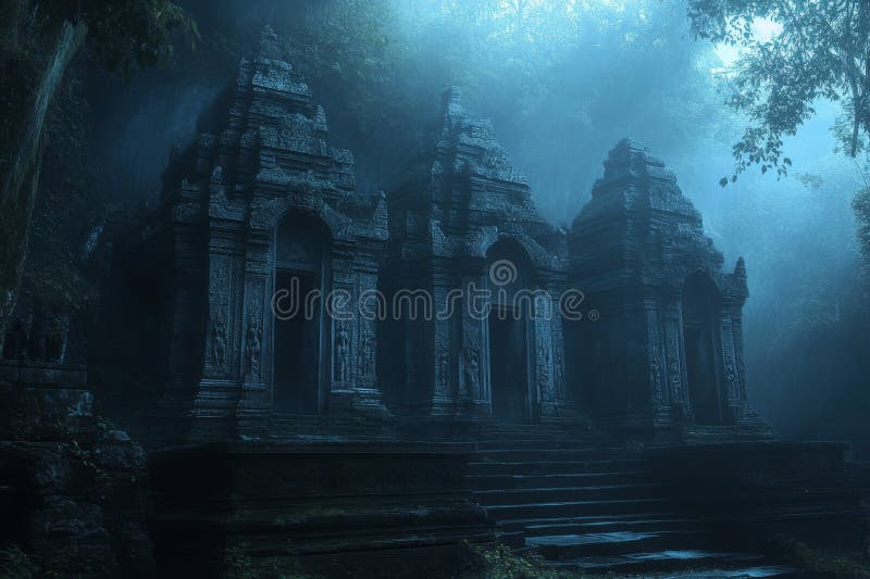 A Moss-covered Stone Temple Complex Surrounded by a Verdant Green ...
