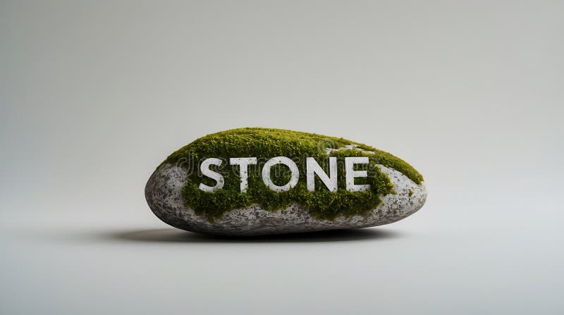 Moss-covered Stone with the Word Stone Displayed Prominently Stock ...