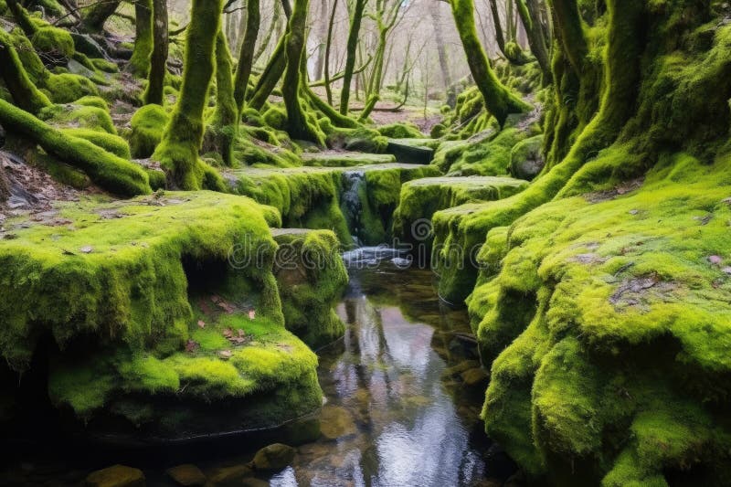 Moss-covered Stones Surrounding a Hot Spring Stock Photo - Image of ...