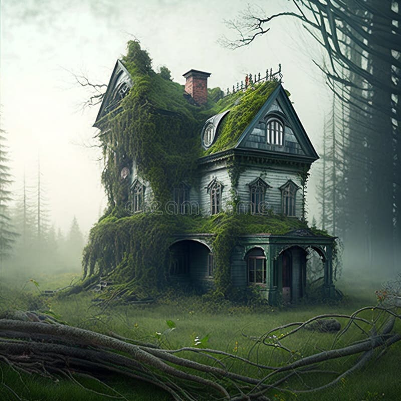 Moss Covered Victorian House Stock Illustration - Illustration of ...