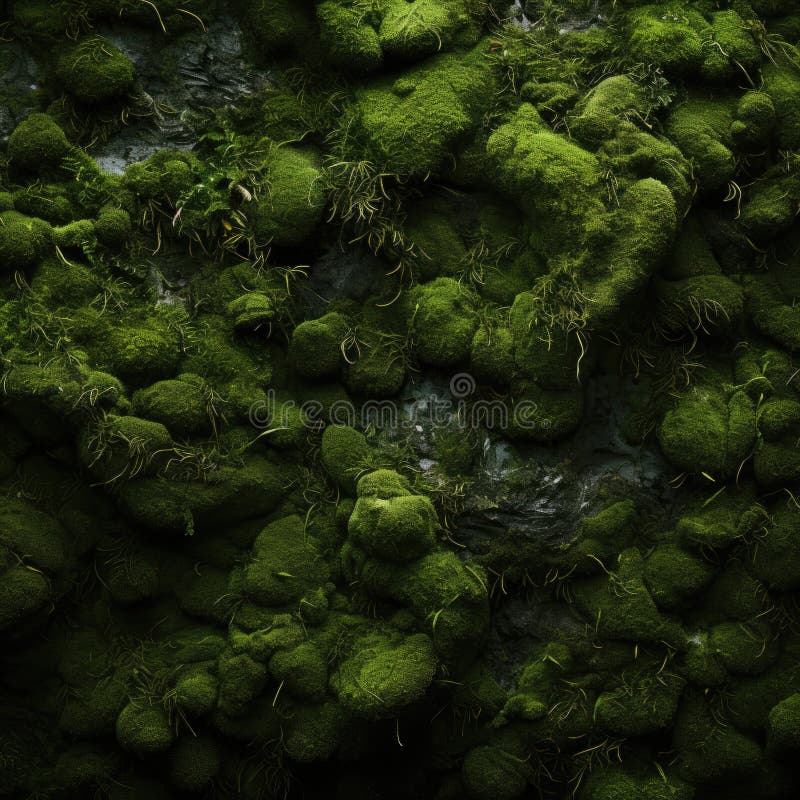 Moss Covered Wall with Water Trickling Down Stock Illustration ...
