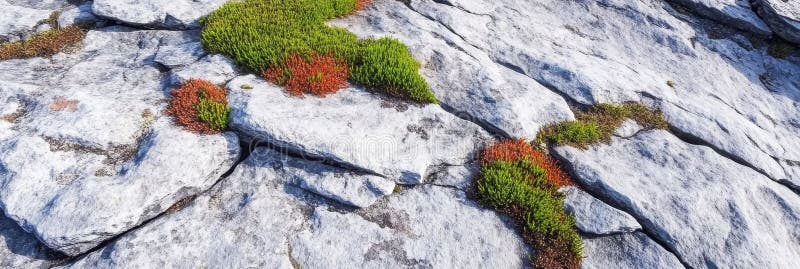 Moss and Grass Growing in Rock Cracks with Natural Texture Patterns ...