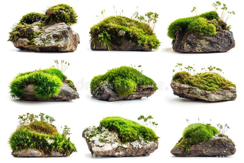 Moss Isolated on a White Background, Showing Different Angles and ...