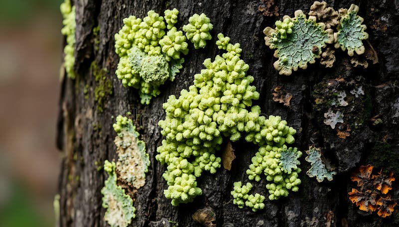Moss and Lichen on Tree Bark Texture, Natural Forest Detail Generative ...