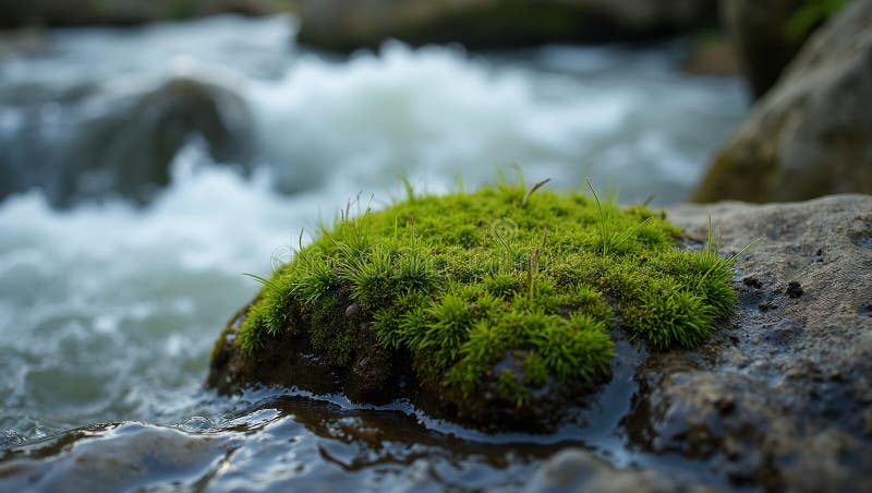Moss on Rock in River Resilient Symbol Stock Illustration ...