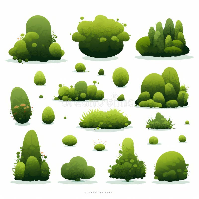 Minimalistic Moss Set: Vector Svg Flat Animation Asset Stock ...