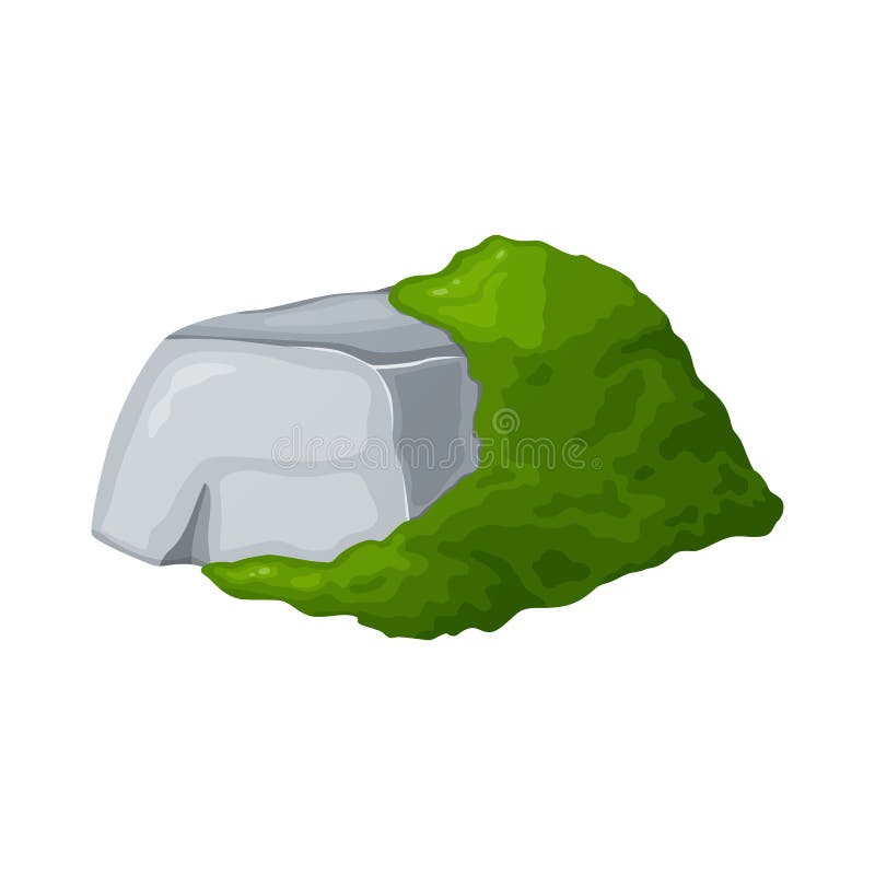 Moss on Stones. Rocks and Green Lichen. Vector Crag for Computer Games ...