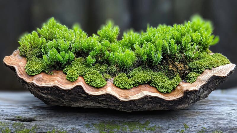 Moss and Succulent Arrangement in Natural Shell Planter for Home Decor ...
