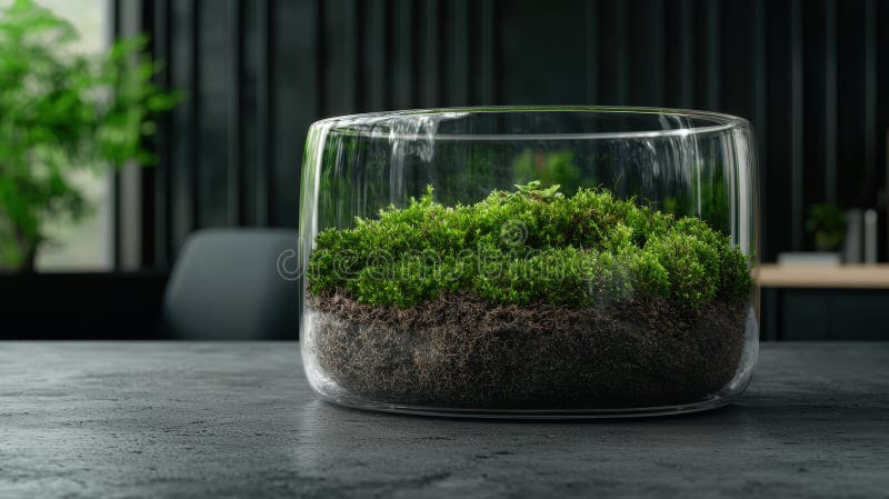 Moss Terrarium on a Table in a Modern Interior. Stock Illustration - Illustration of modern ...