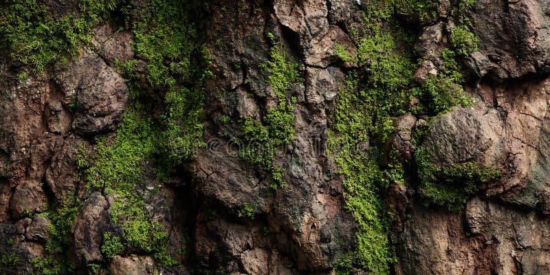Moss Texture CloseUp Detail of Tree Bark and Green Moss Stock Illustration - Illustration of ...