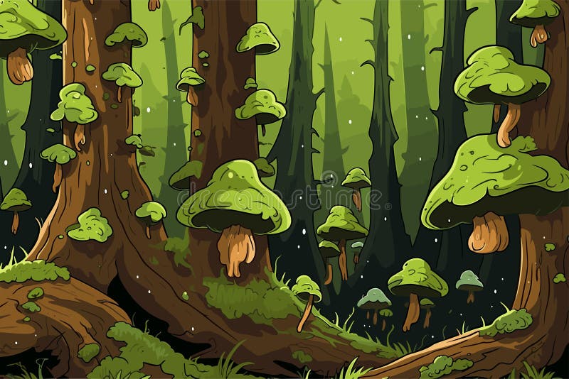 Moss on Tree Bark Cartoon Flat Vector Image Seamless Isolated ...