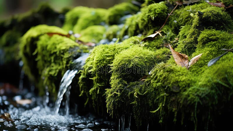 Moss water streams stock illustration. Illustration of streams - 368370338