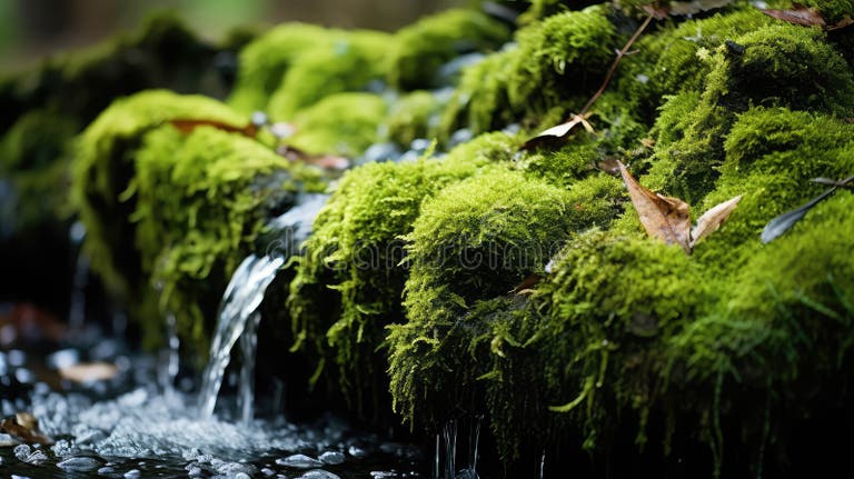 Moss water streams stock illustration. Illustration of streams - 368370338