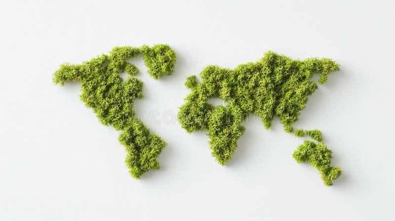 Moss World Map Sustainability White Background Eco Concepto Imagen de ...