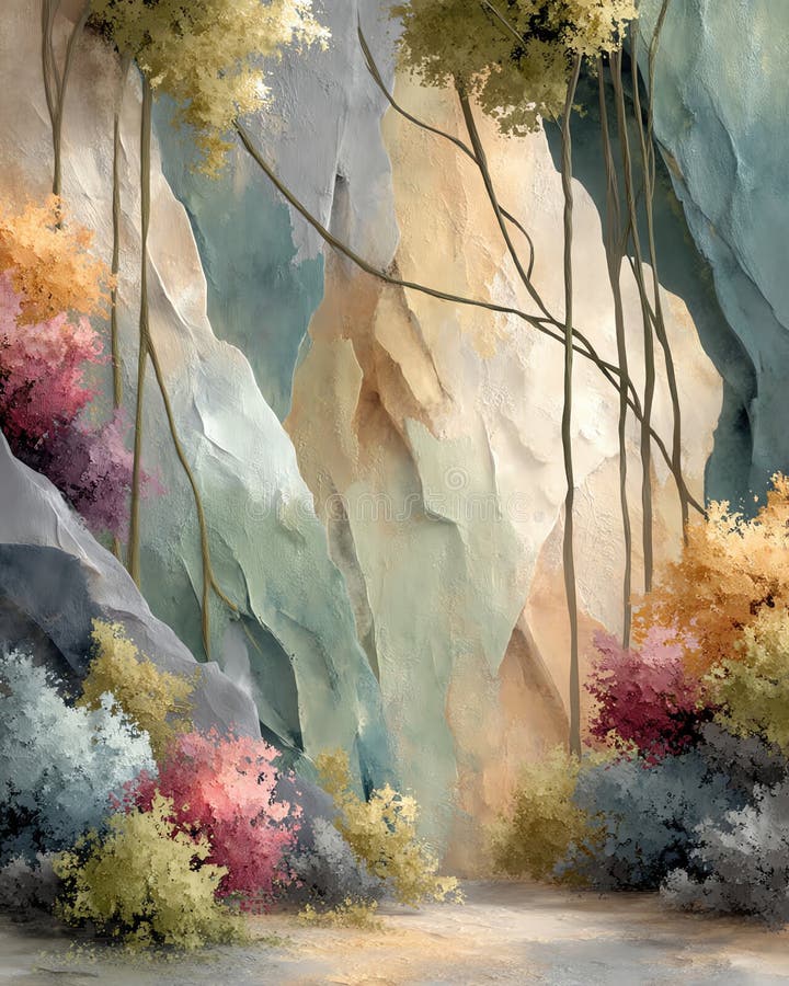 Mosscore Aesthetic Forest Scene with Overgrown Vines and Soft Glowing ...