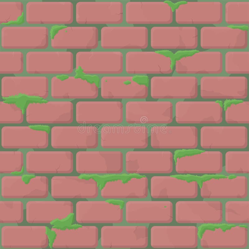 Mossy Brick Wall Seamless Pattern Stock Illustration - Illustration of ...