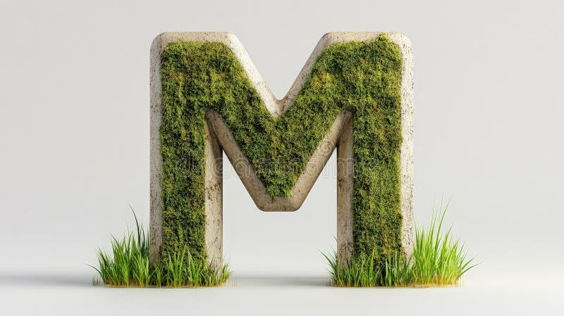 Mossy Letter M Typography with Texture and Grass Stock Illustration ...