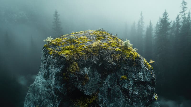 Mossy Rock in Forest stock image. Image of solitude - 373251979
