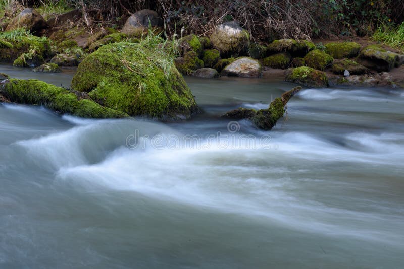 Mossy Rocks in Flowing Stream Stock Image - Image of natural, shot ...