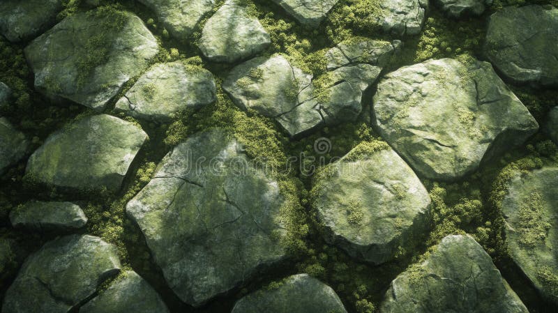 Mossy Rocks Form a Natural Stone Pavement Stock Illustration ...