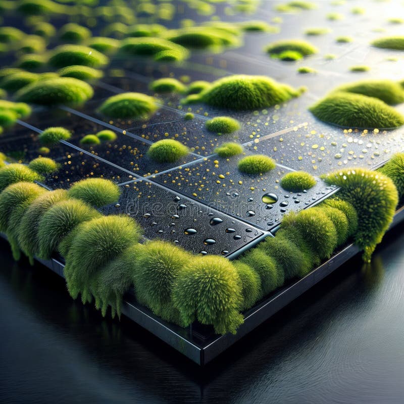 Mossy Solar Panel Close-up of Panel Covered in Green Moss, Generative ...