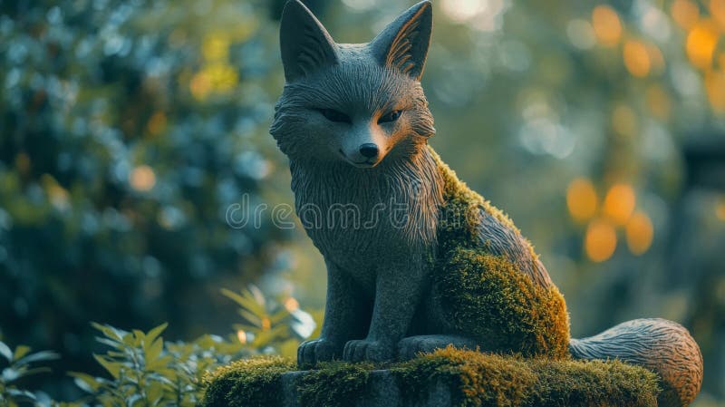 Mossy Stone Fox Statue Stock Illustrations – 4 Mossy Stone Fox Statue ...