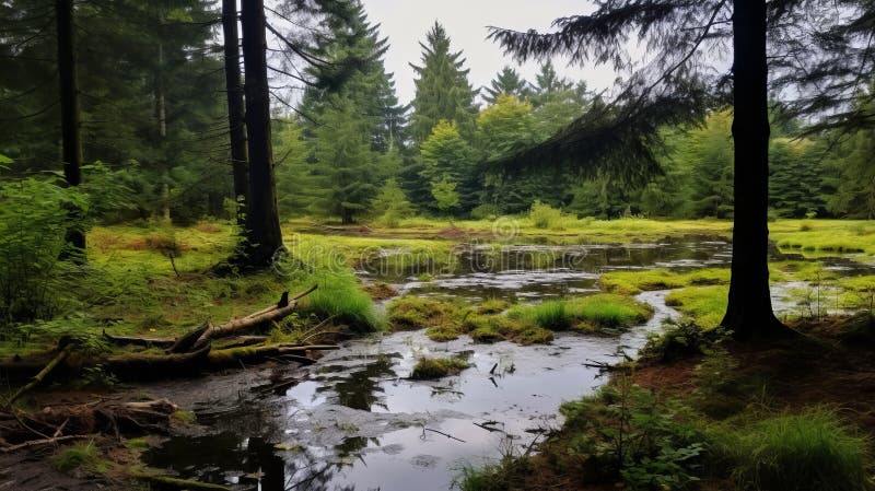 Mossy Stream in Forest: a Serene Reflection of Nature Stock Image ...