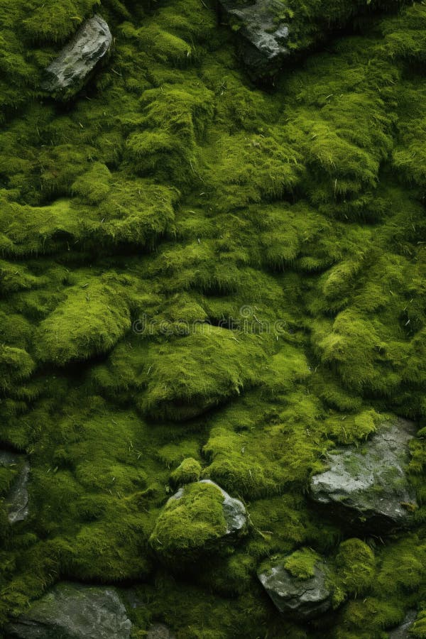 Mossy Surface with Rocks and Grass Stock Illustration - Illustration of ...